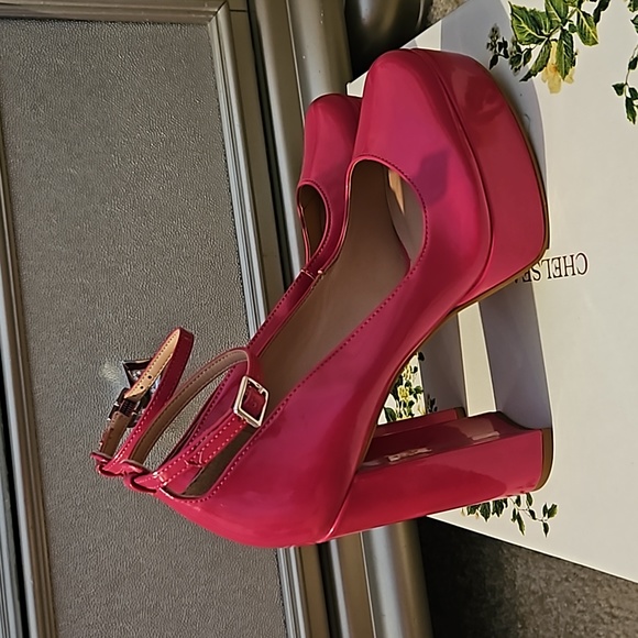 Chelsea & Violet | Shoes | New Hot Pink Platform Heels Mary Jane Style ...